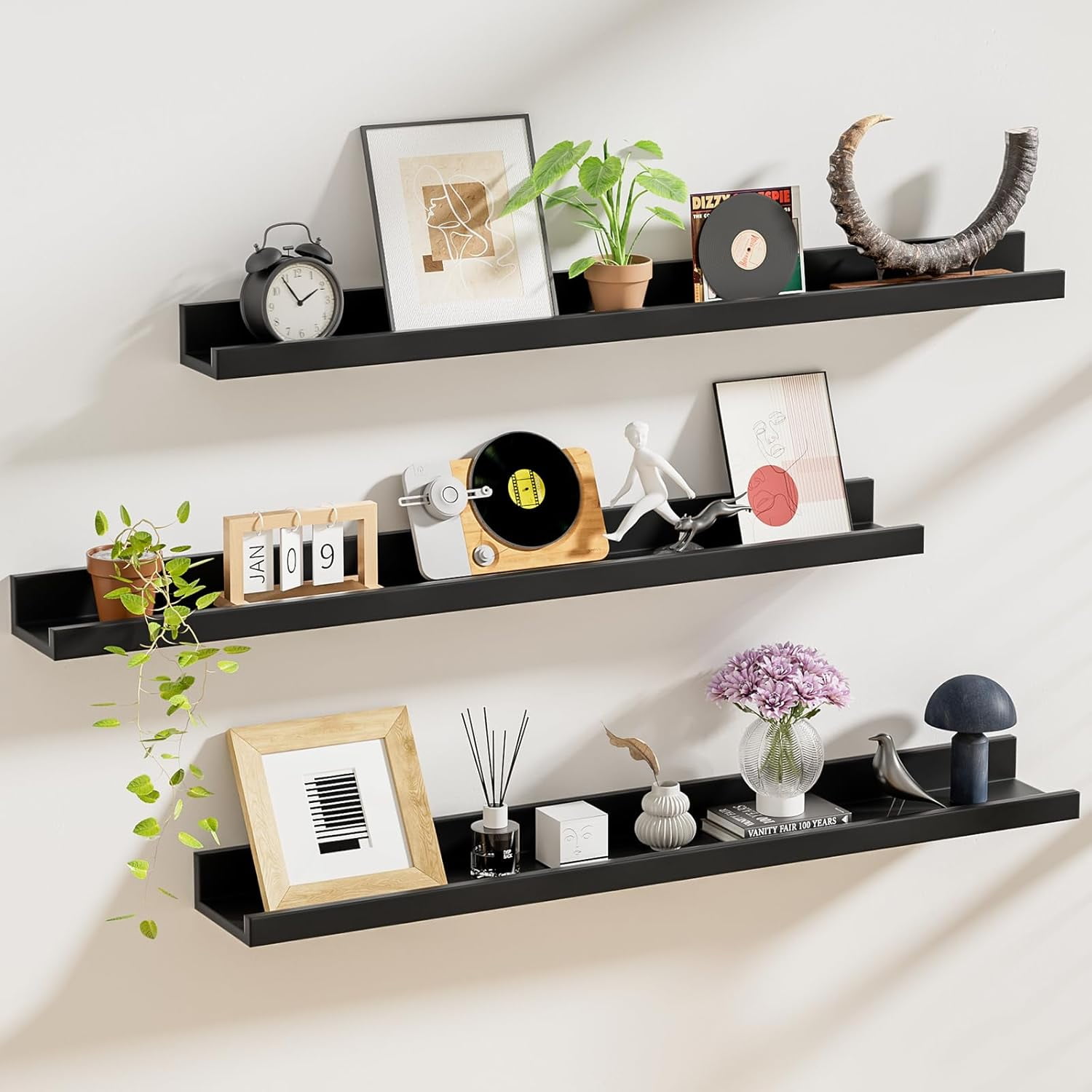 Floating Shelves Set of 3, Picture Ledge Shelf, 36 inch Floating ...