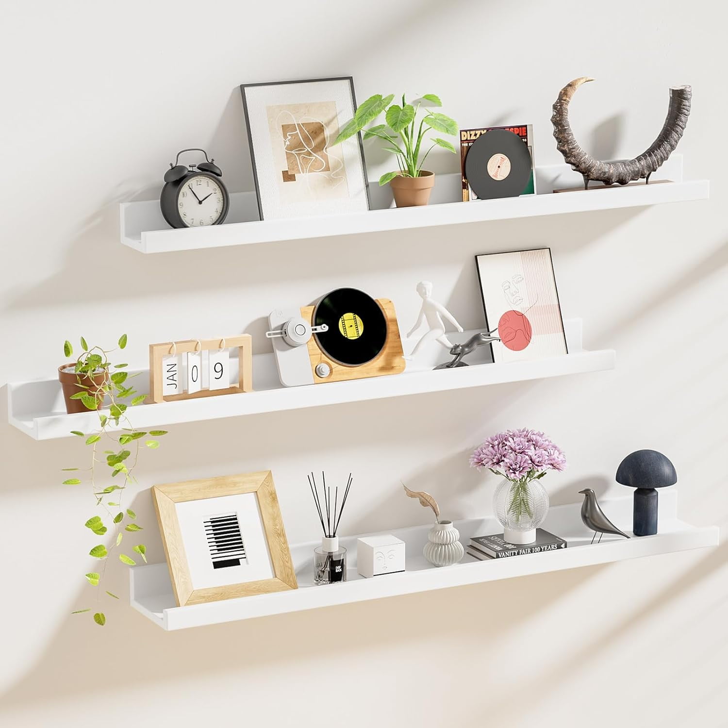 Floating Shelves Set of 3, Picture Ledge Shelf, 36 inch Floating ...