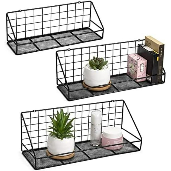 Floating Shelves Set of 3, Wall Mounted Storage Rack Shelves for ...