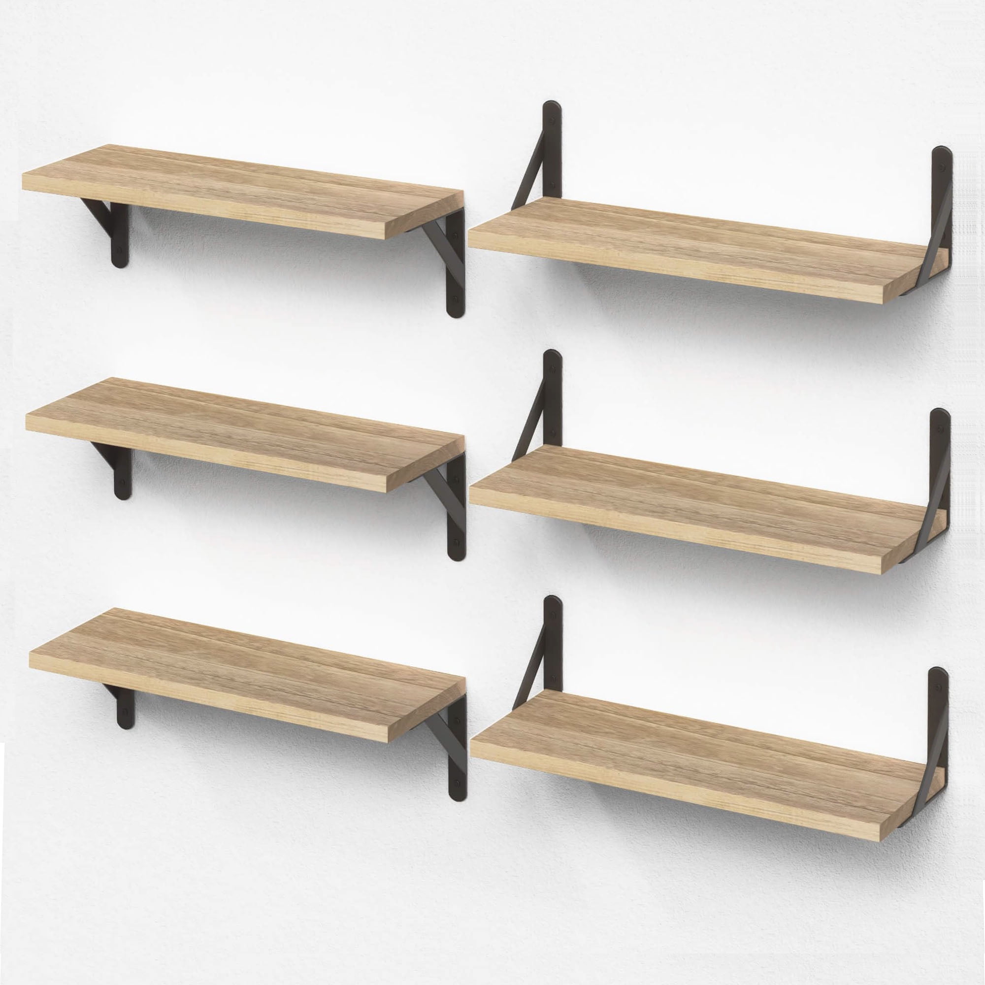 Customer reviews for Floating Shelves Set of 6, Rustic Hanging Wood ...