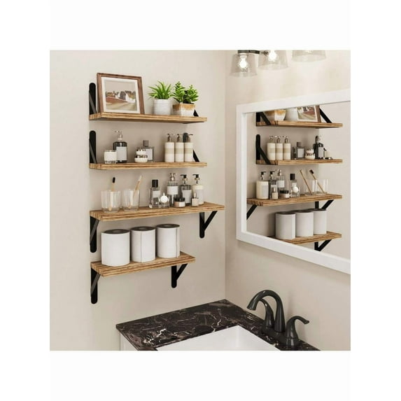 Floating Shelves Set Wall Mounted Rustic Storage for Bathroom Bedroom ...
