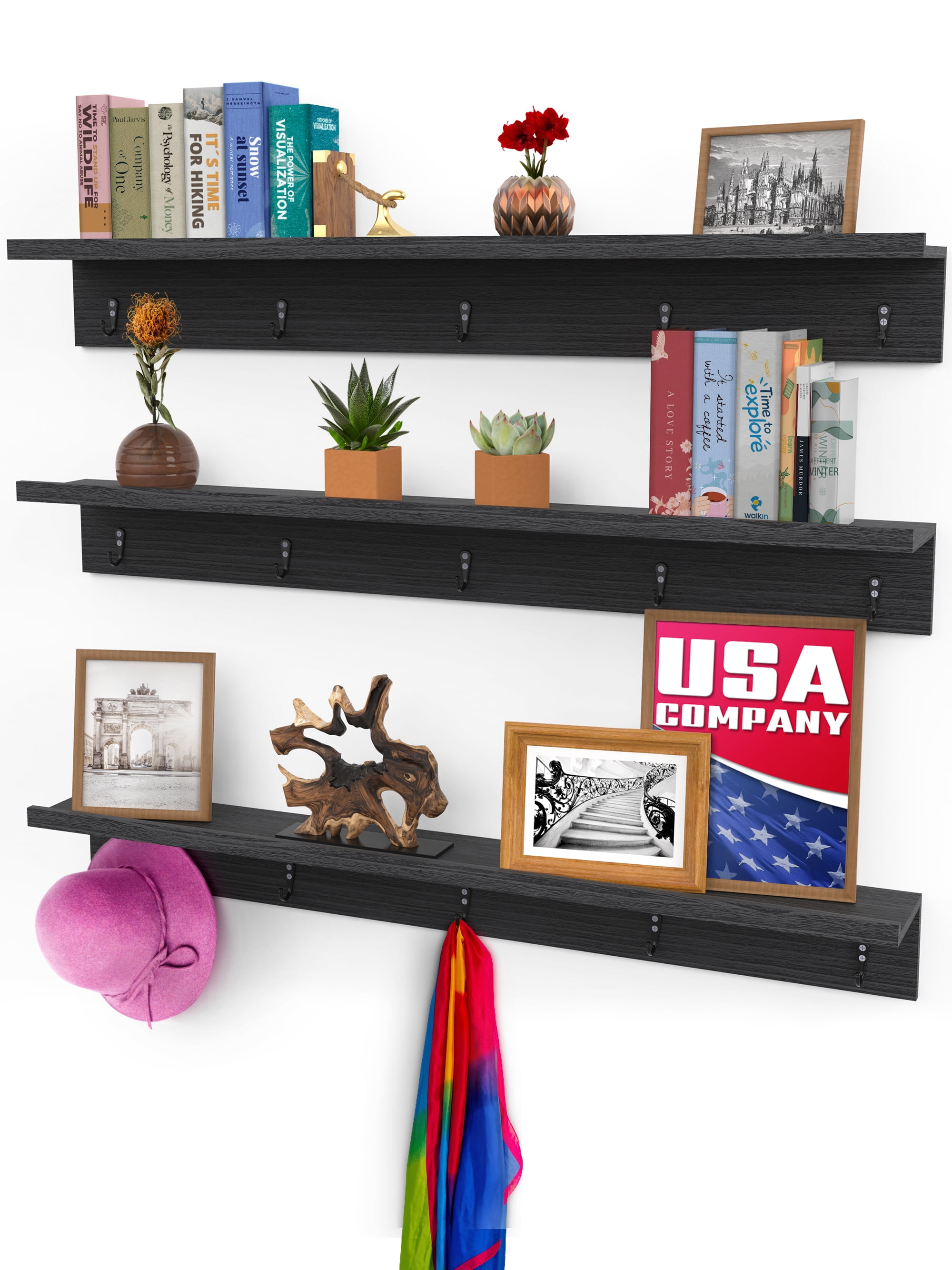 Icona Bay Set of 3 Floating Shelves - Wall Display in Multiple Sizes ...