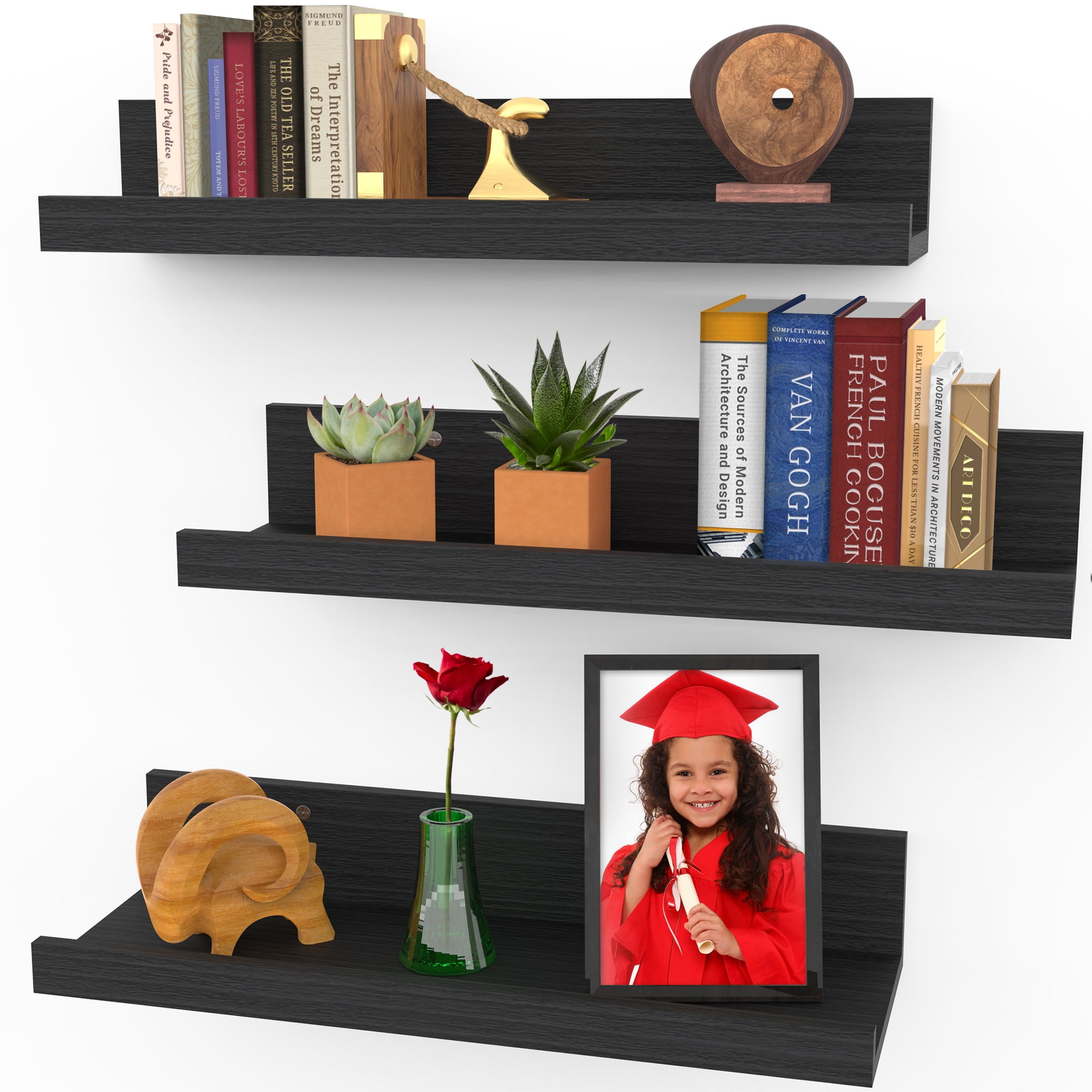 Icona Bay Floating Shelves, Set of 3 Wall Shelves for Bedroom, Room ...