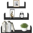 U-Shaped Black Floating Shelves, Wall Mounted Small Ledge Set for Home ...