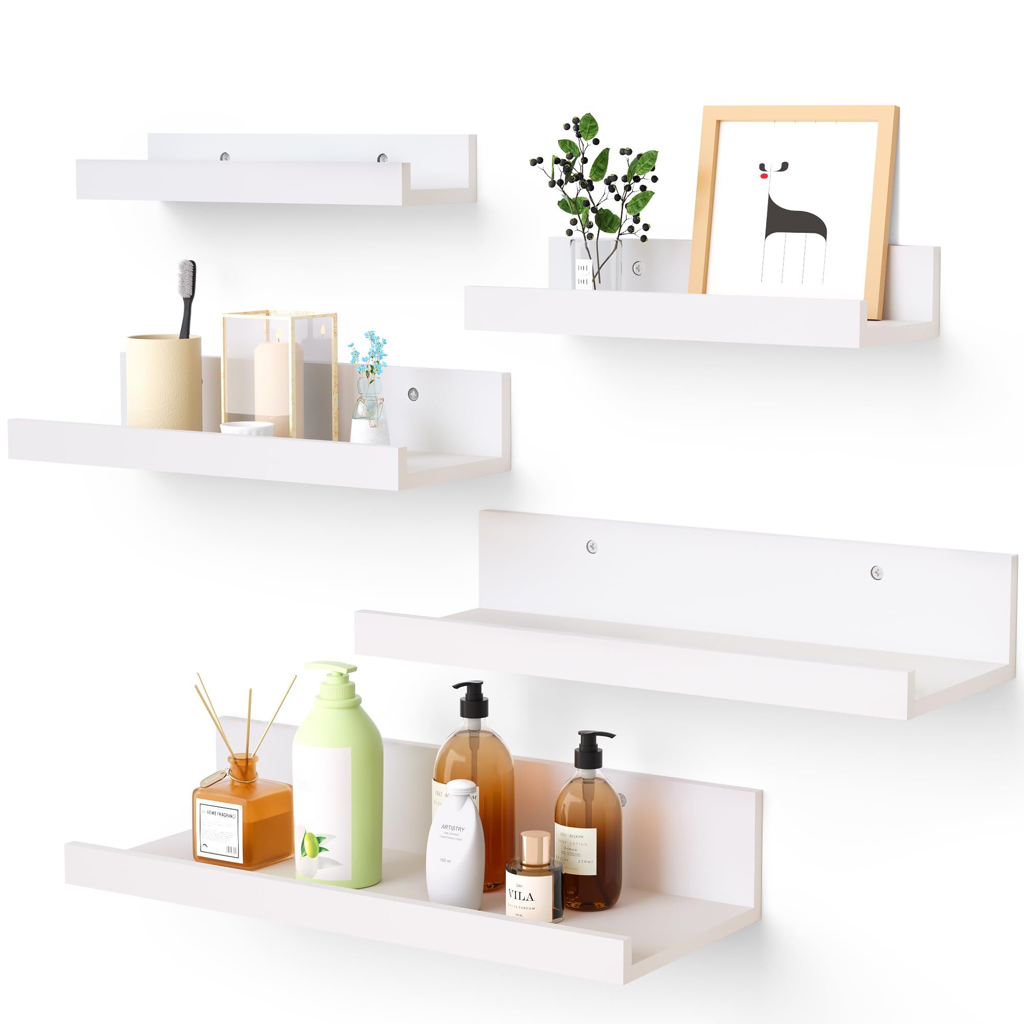 Mark One Home Goods 3 Tier Floating Wood Shelf - Floating Wall Shelves ...