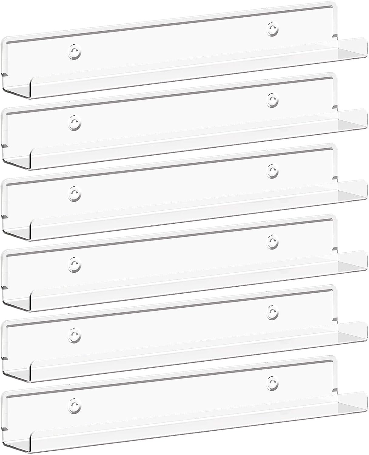 Floating Shelves for Vinyl Record, 6 Pack 12" Clear Acrylic Wall Shelf ...
