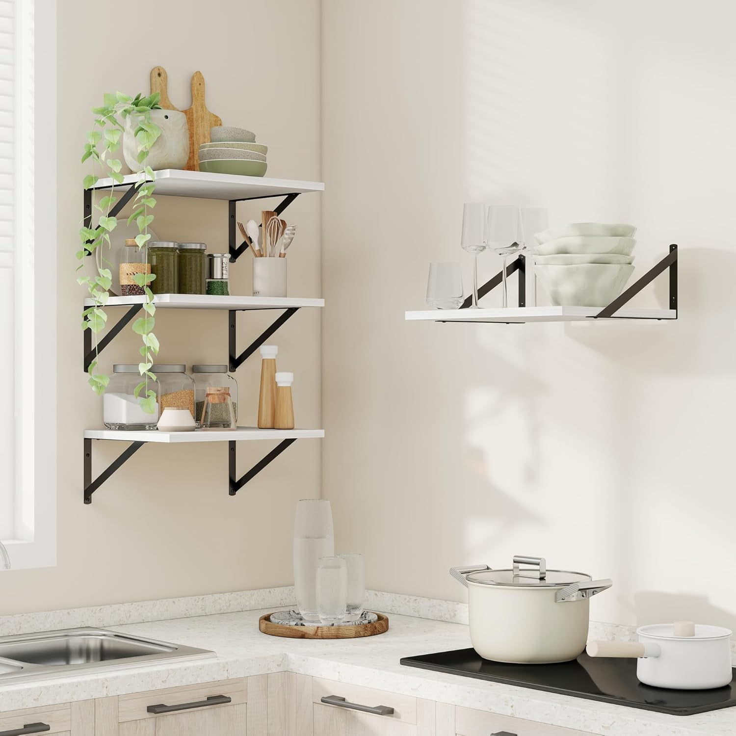 Floating Shelves for Wall, 12 Inch Deep Floating Shelves Set of 2, 16W ...