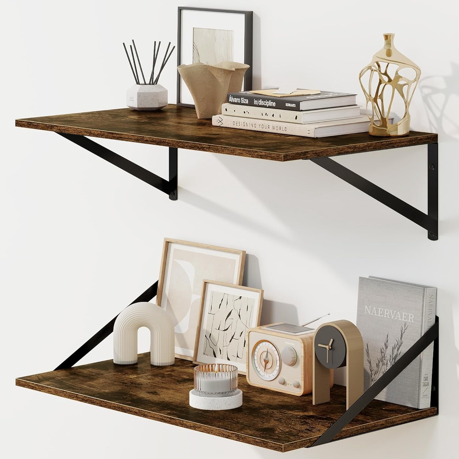 Floating Shelves for Wall, 12 Inch Deep Floating Shelves Set of 2, 24W ...