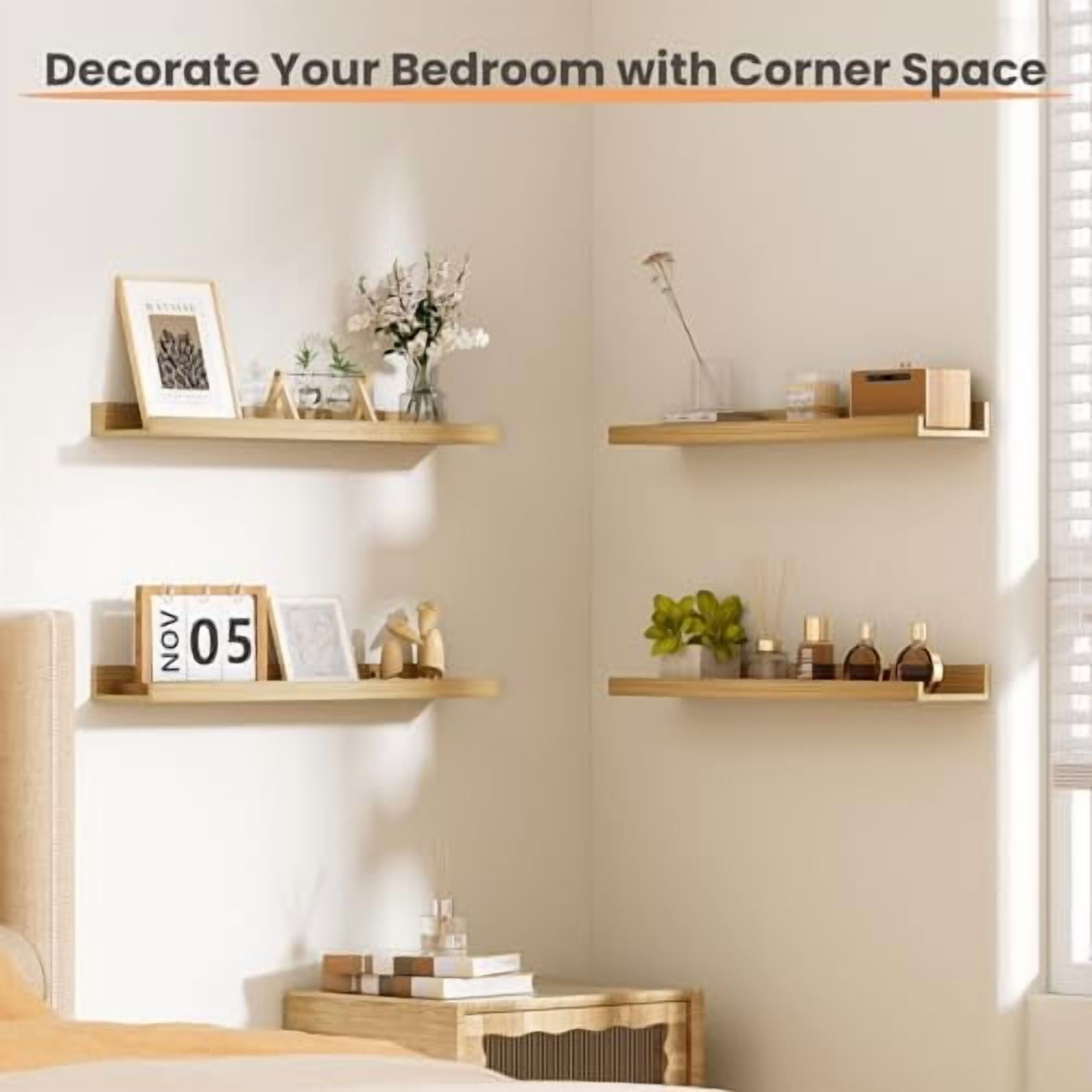 Floating Shelves for Wall, 23.6 Inch Shelves for Decor Storage Set of 6 ...