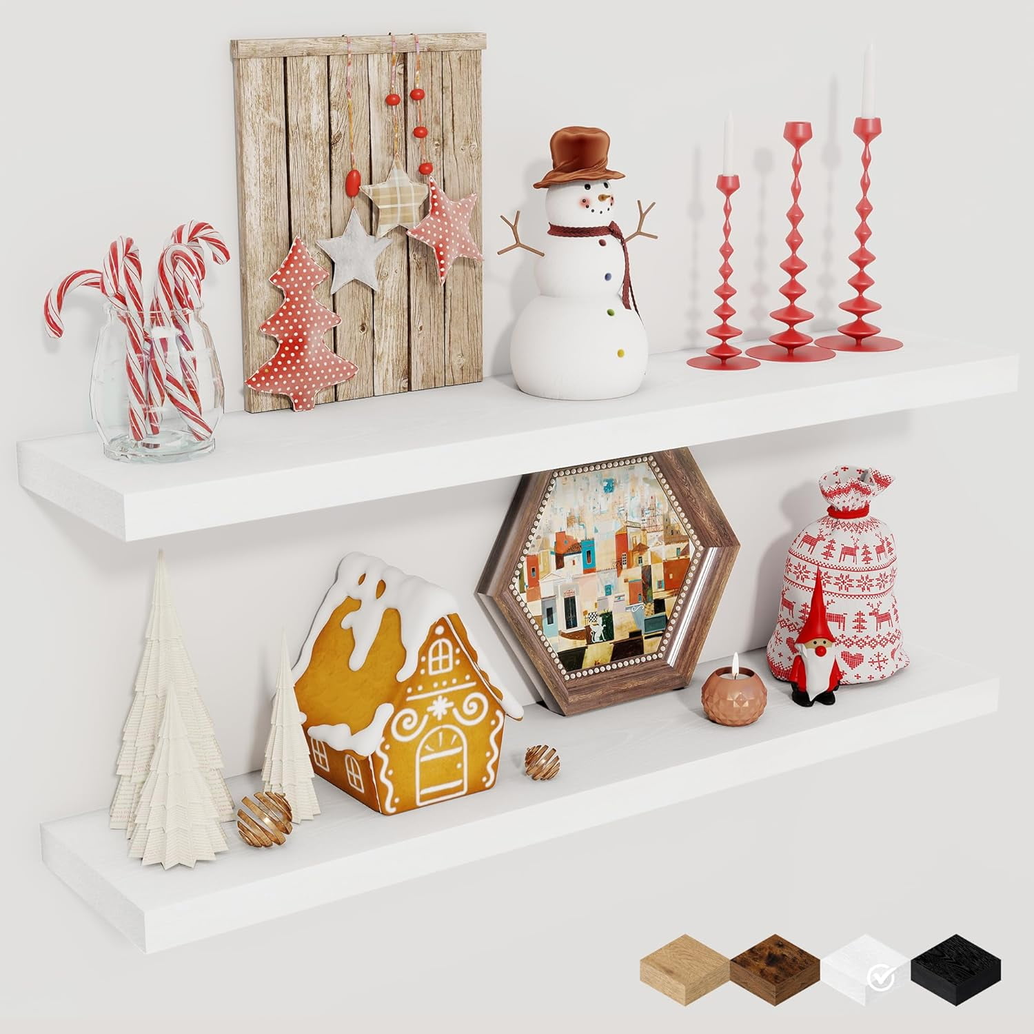 Floating Shelves for Wall 24" Rustic Wood Deep Wall Mounted Shelves ...