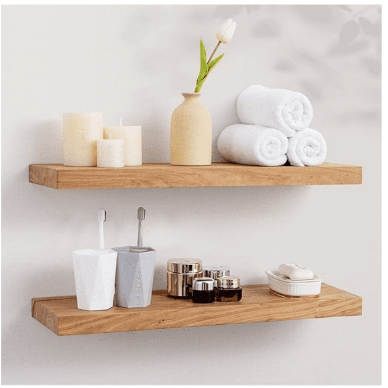 "Floating Shelves for Wall, 24''W x 8'' D Rustic Solid Elm Wood Wall ...