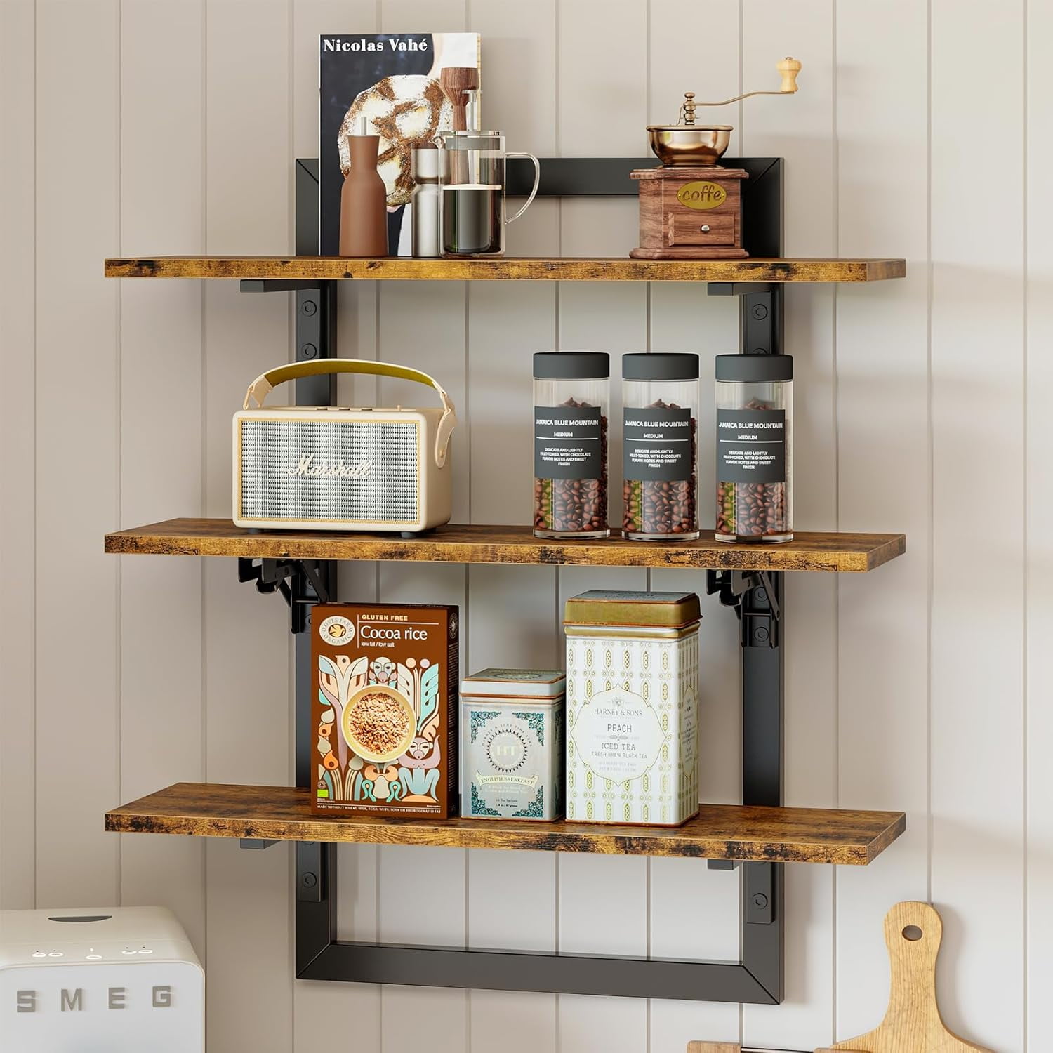 Floating Shelves for Wall, 24 inch Kitchen Shelves Wall Mounted, 3 Tier ...