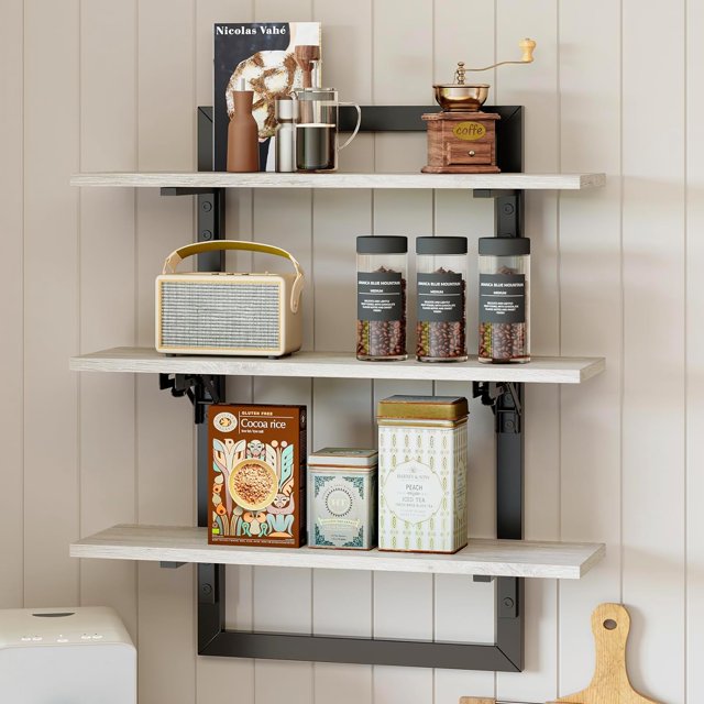 Floating Shelves for Wall, 24 inch Kitchen Shelves Wall Mounted, 3 Tier ...