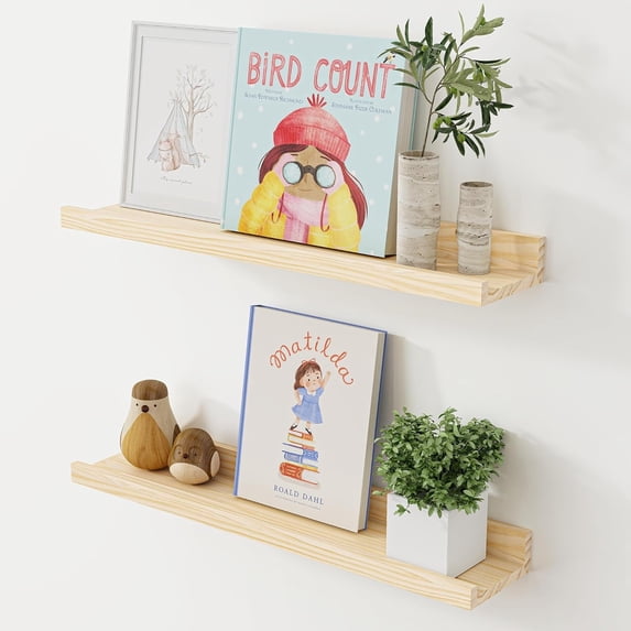Floating Shelves for Wall, 24 inch Solid Wood Picture Ledge Shelf ...