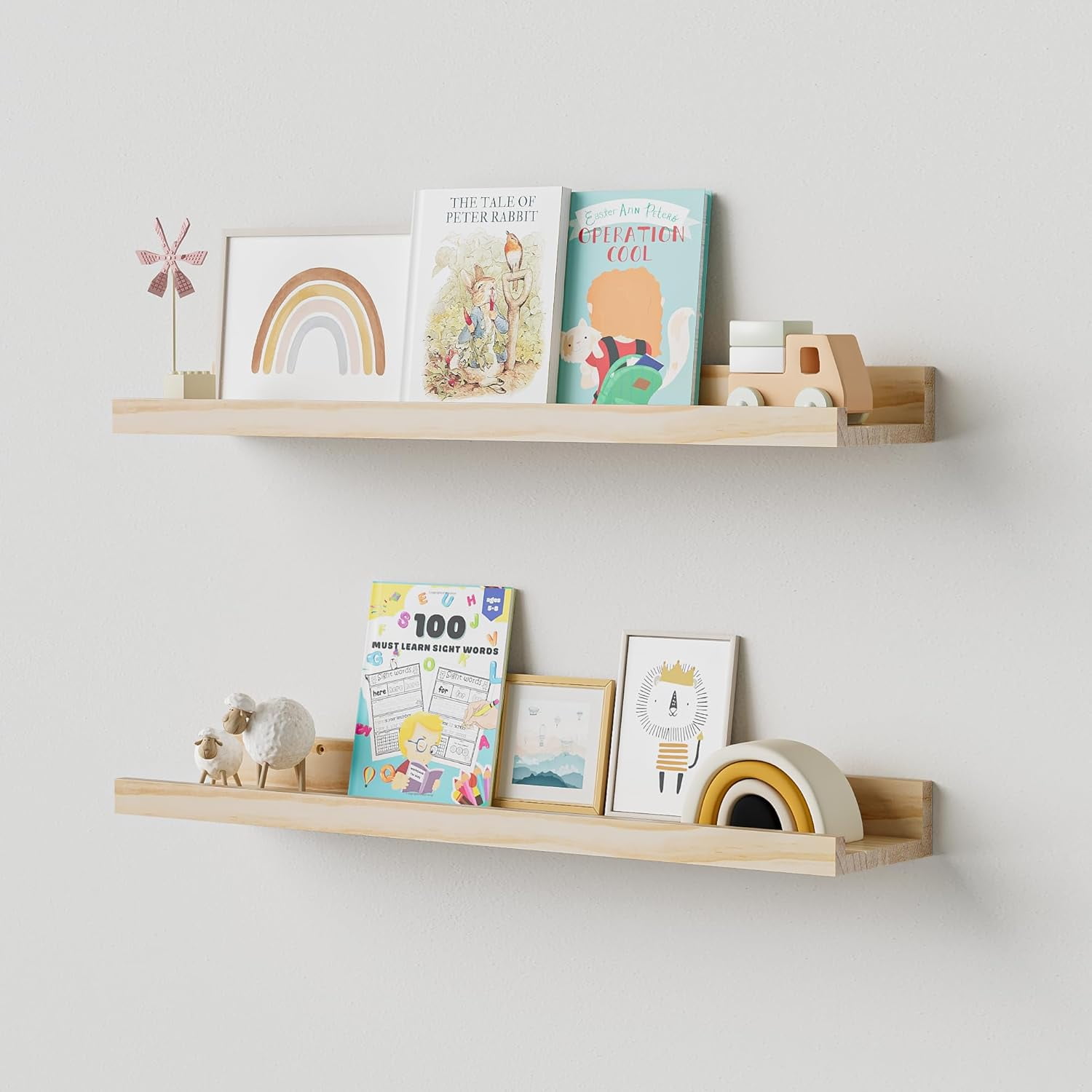 Floating Shelves for Wall, 24 inch Solid Wood Picture Ledge Shelf ...