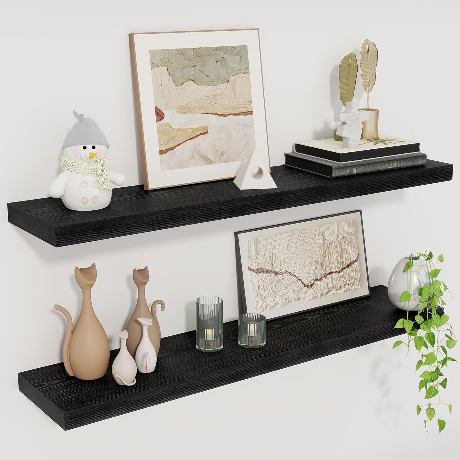 Floating Shelves for Wall, 32" Rustic Wood Deep Wall Mounted Shelves ...