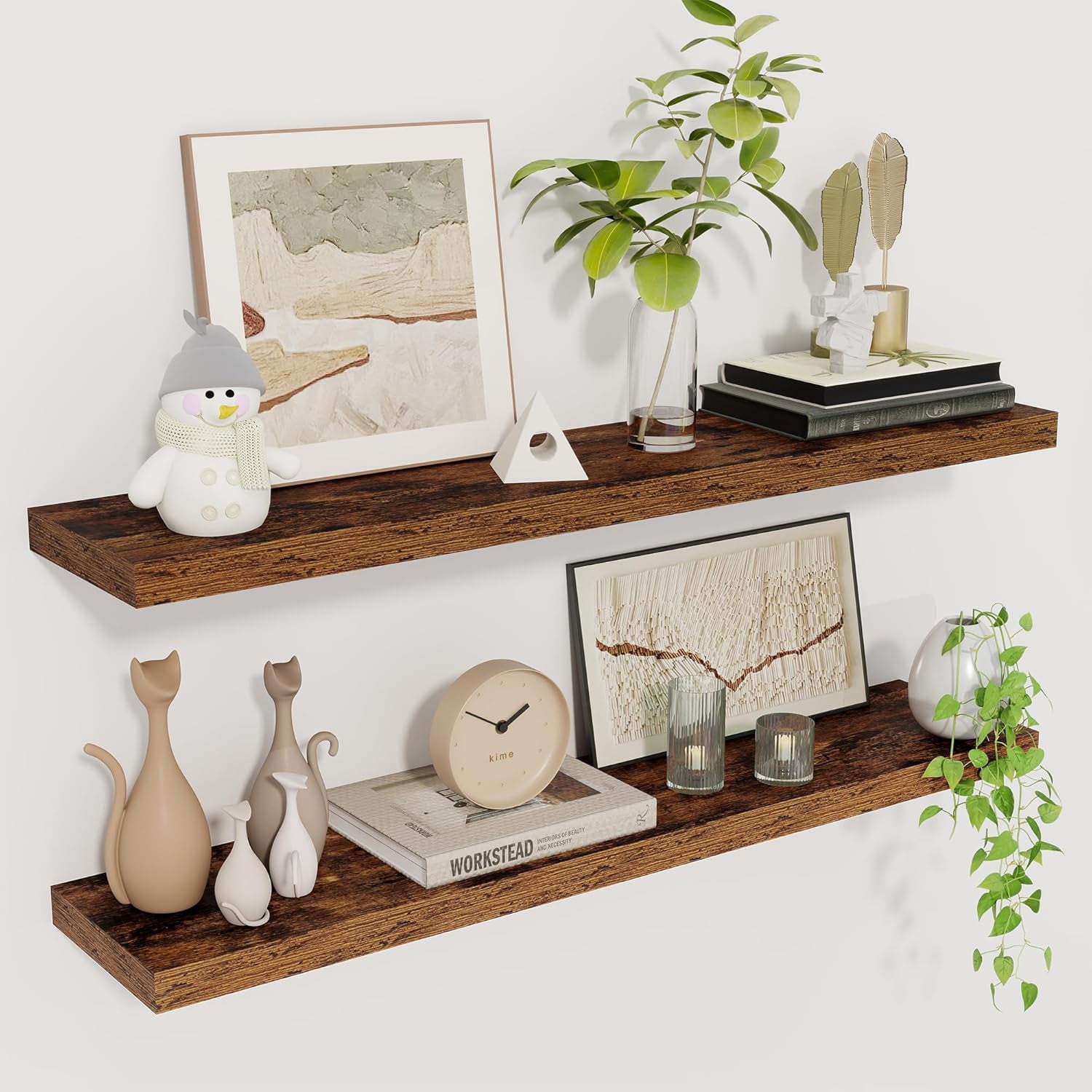 Floating Shelves for Wall, 32" Rustic Wood Deep Wall Mounted Shelves ...