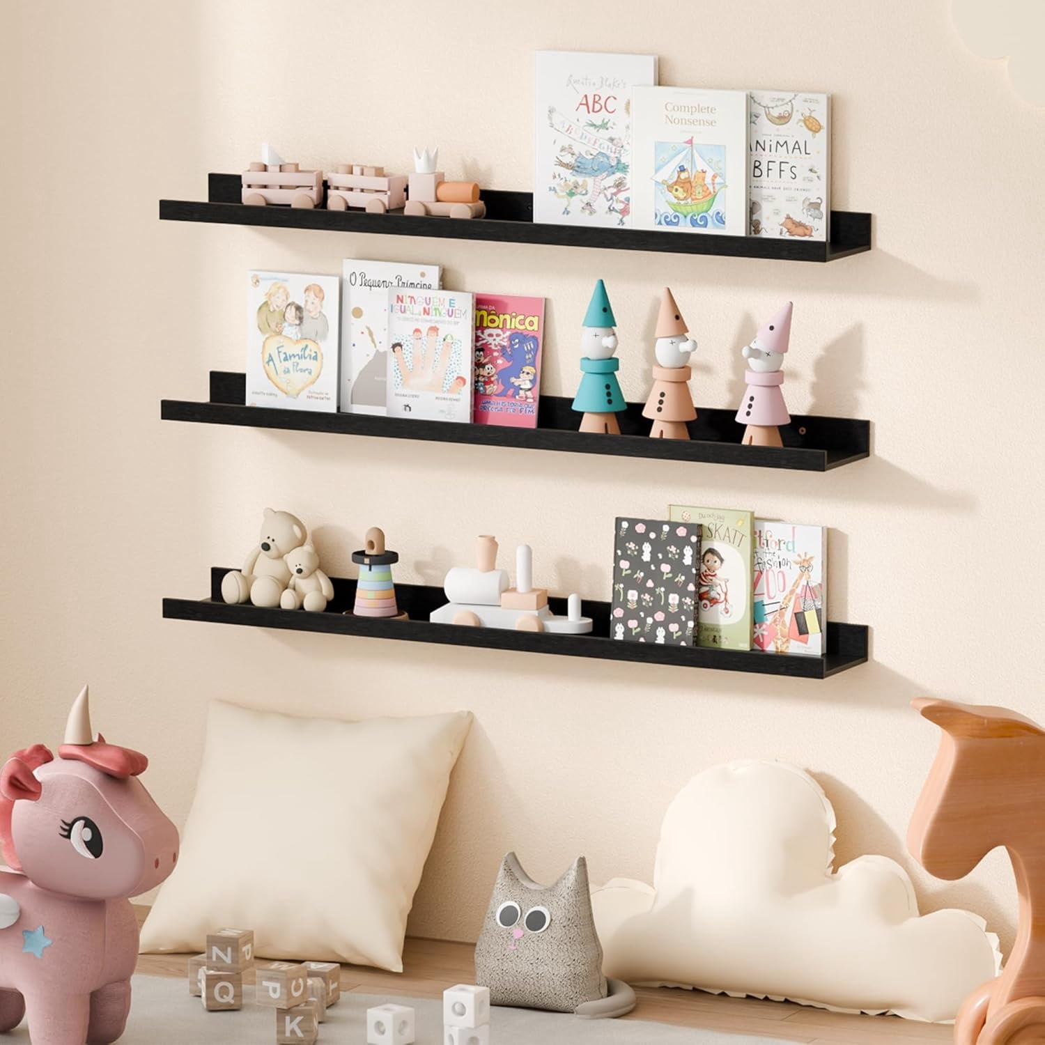 Floating Shelves for Wall, 35.5 Inch Shelves for Decor Storage Set of 6 ...