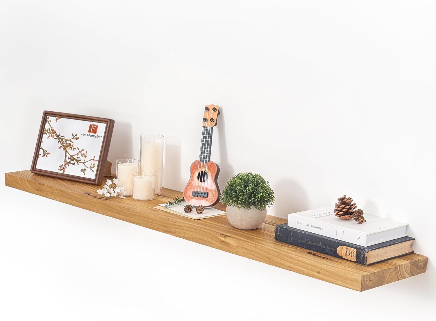 Floating Shelves for Wall 36"x9.3" Rustic Solid Live-Edge Elm Wood Wall ...