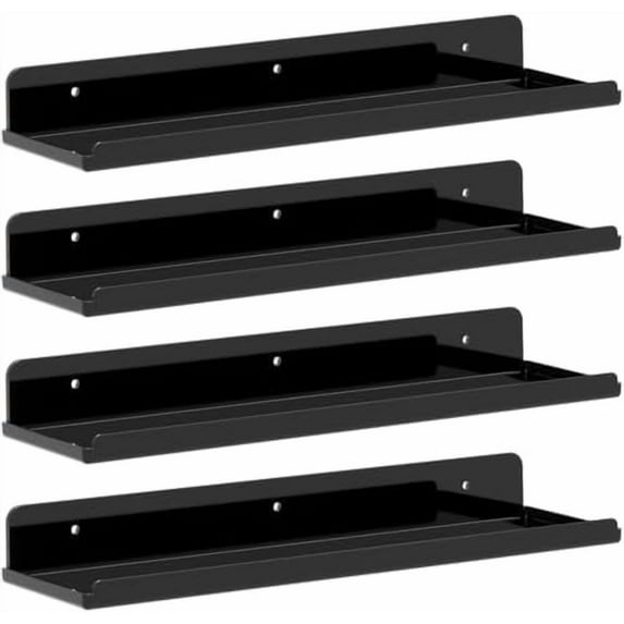 Floating Shelves for Wall, 4 Pack Black Acrylic Shelf 15" Room Decor ...