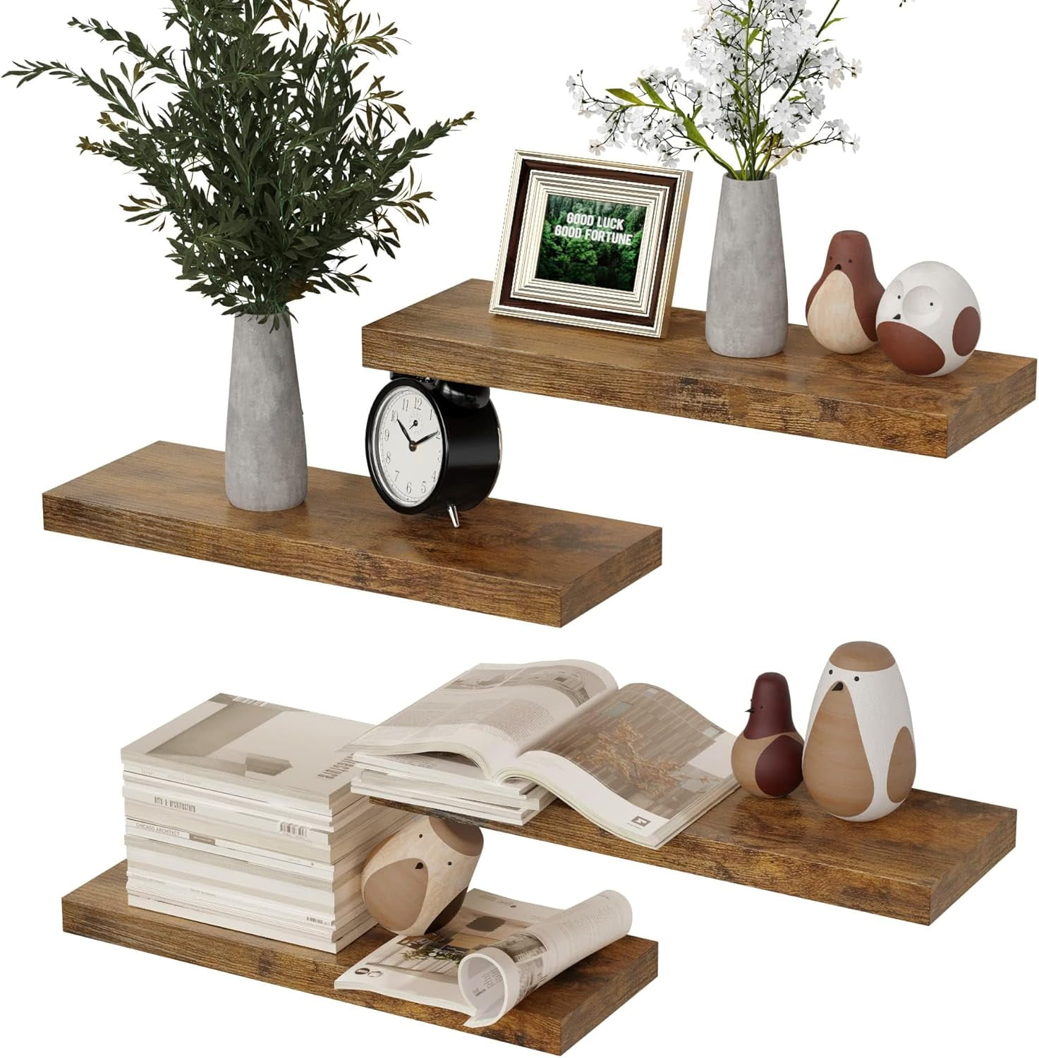 Floating Shelves for Wall, 4 Sets Modern Wall Shelves Wall Mounted ...