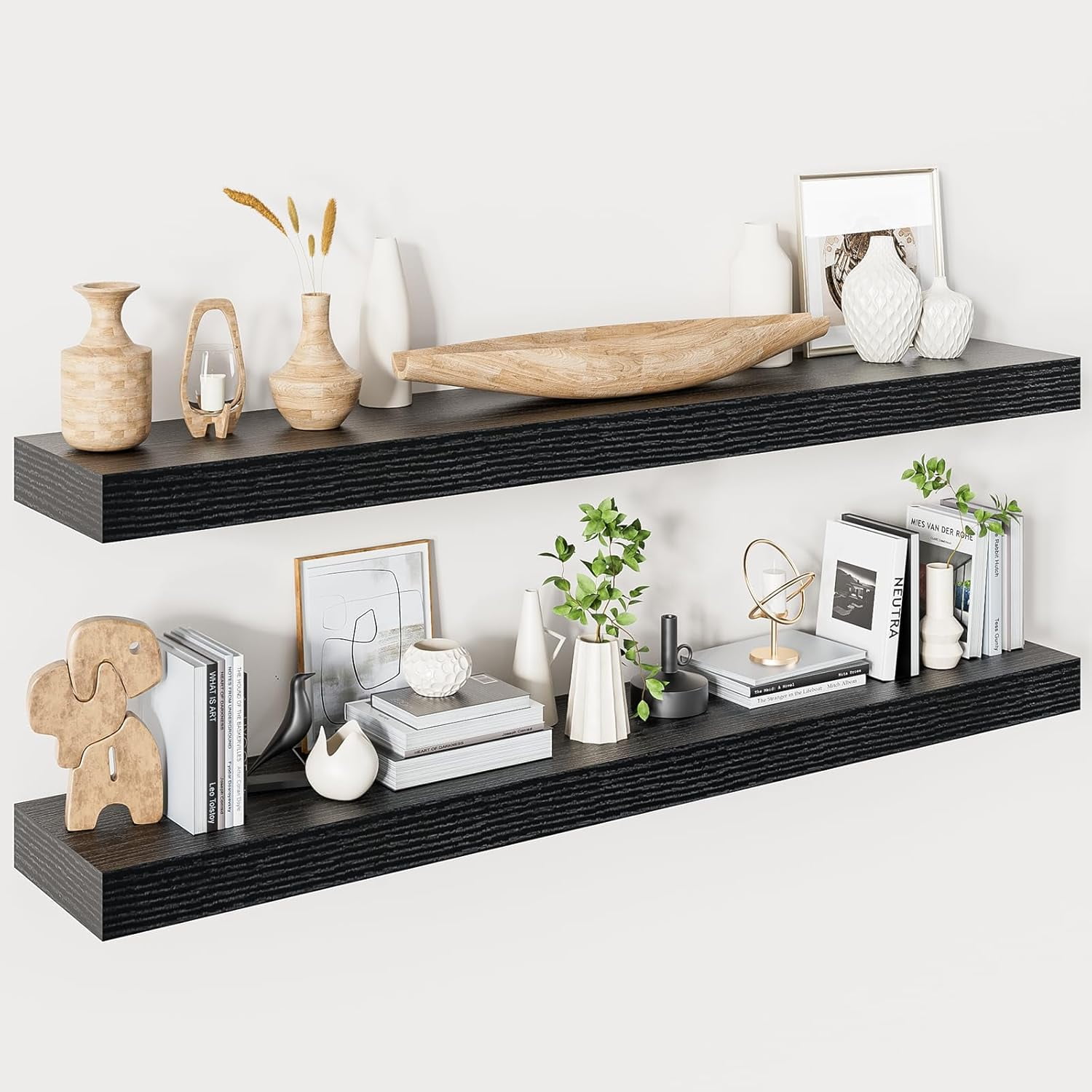 Floating Shelves for Wall 48 Inches Long,Black Floating Shelves Set of ...