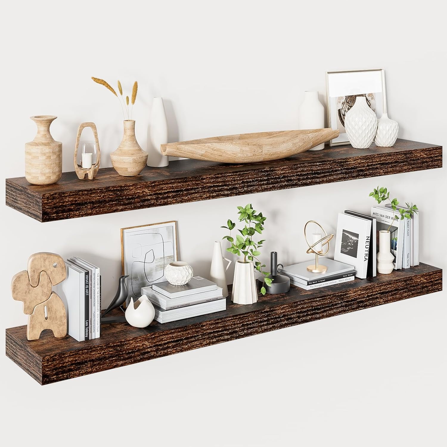 Floating Shelves for Wall 48 Inches Long ,Rustic Brown Floating Shelf ...