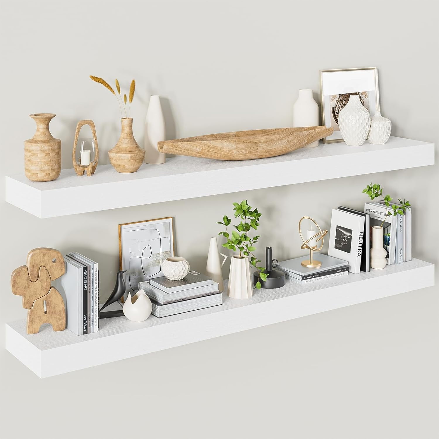 Floating Shelves for Wall 48 Inches Long,White Floating Shelves Set of ...