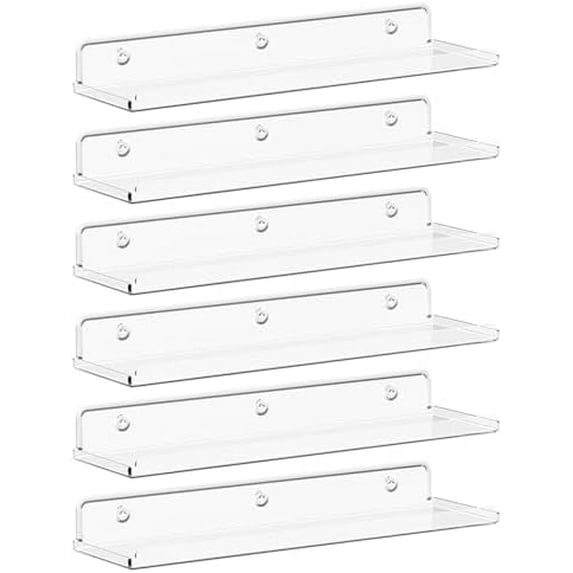 Floating Shelves for Wall, 6 Pack 15" Clear Acrylic Shelf Room Decor ...