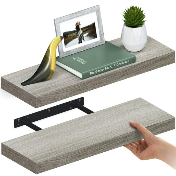Floating Shelves for Wall 60" Wood Wall Shelf Set of 2 with Invisible ...