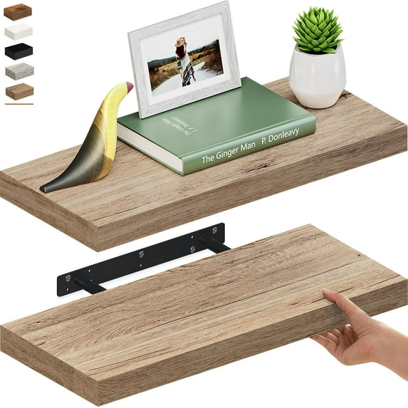 Floating Shelves for Wall 60" Wood Wall Shelf Set of 2 with Invisible ...
