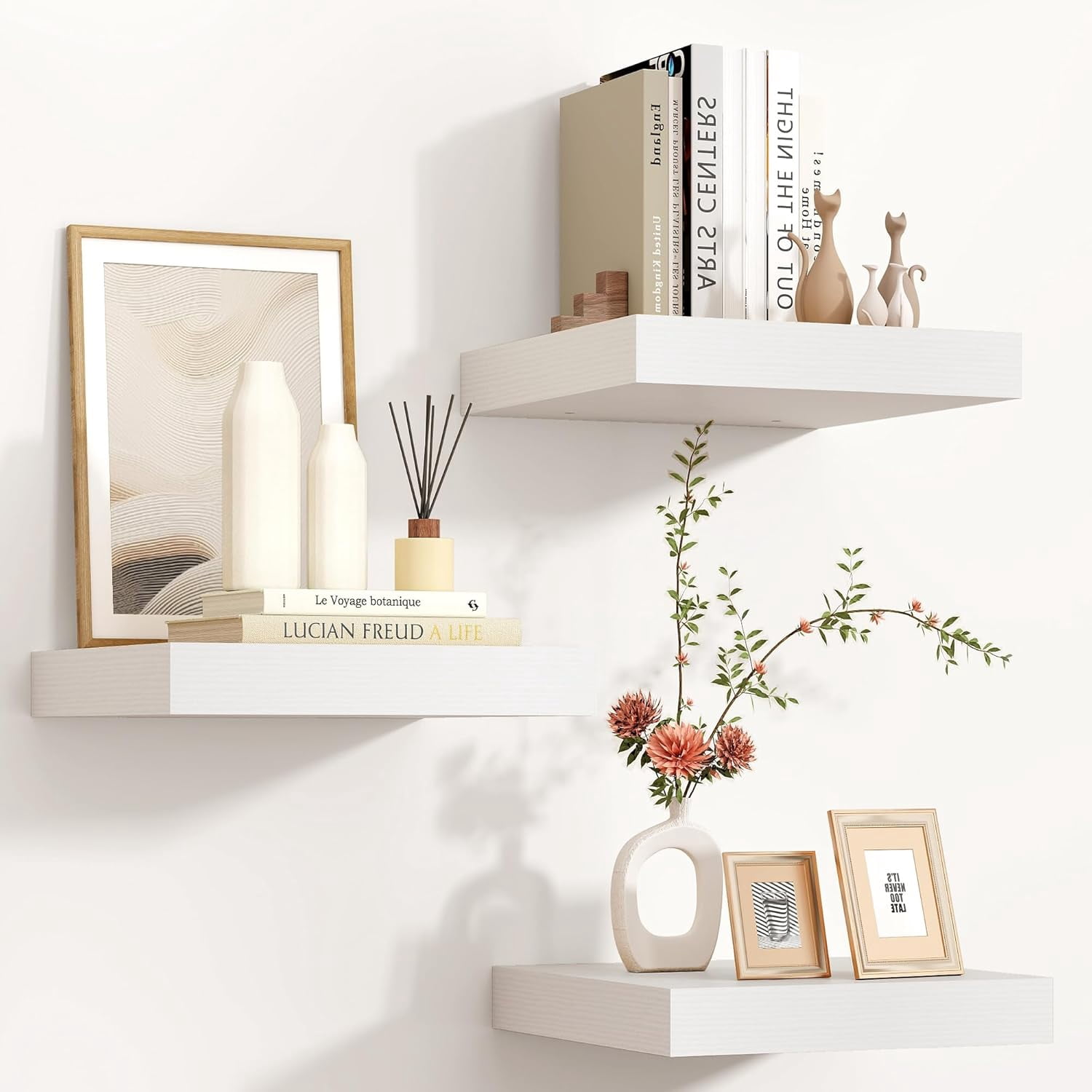 Floating Shelves for Wall 72"W x 11.6"D x 2"H Long Engineered Wood Wall ...