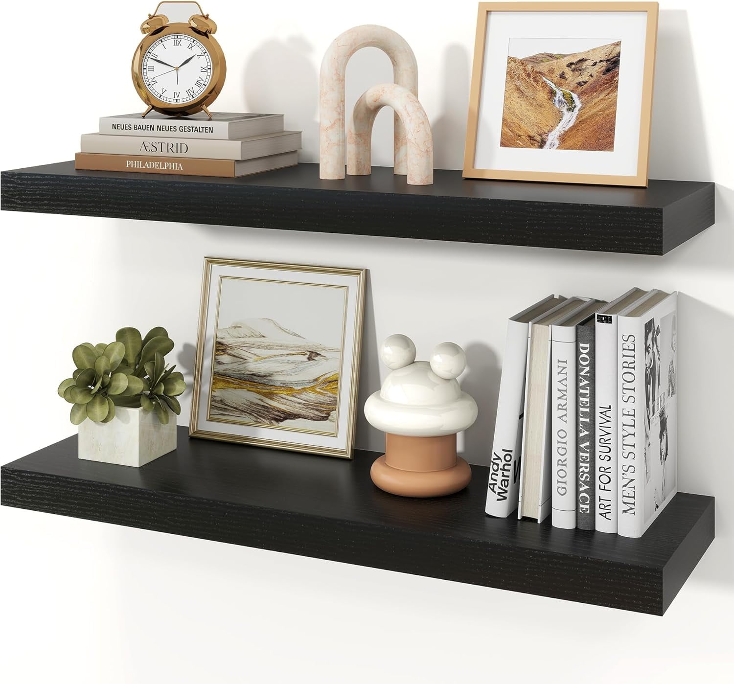 Floating Shelves for Wall, 9.3" Deep Wall Mounted Wood Shelves for ...