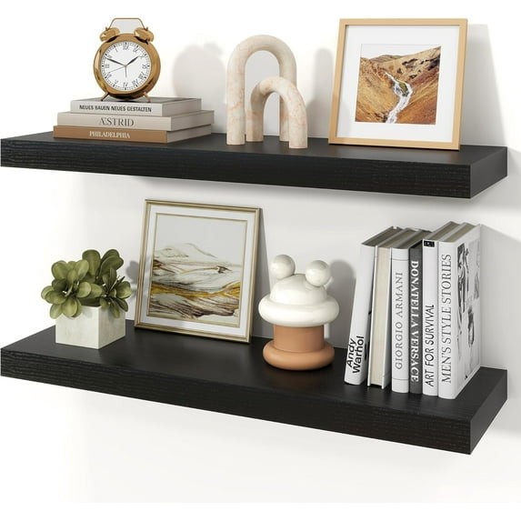 Floating Shelves for Wall, 9.3" Deep Wall Mounted Wood Shelves for ...