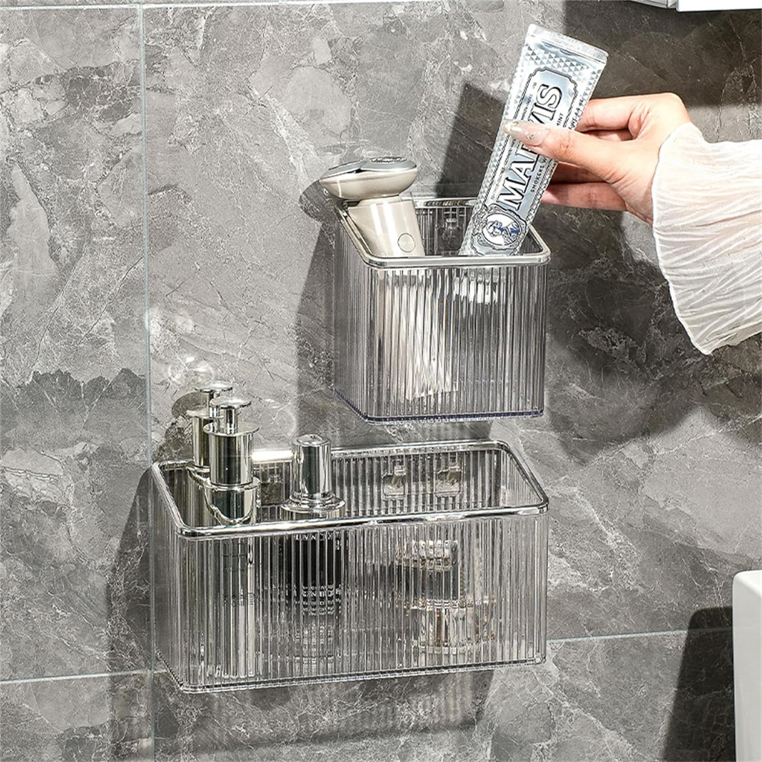 Floating Shelves Wall Bin Organizer Adhesive Wall Mounted Plastic ...