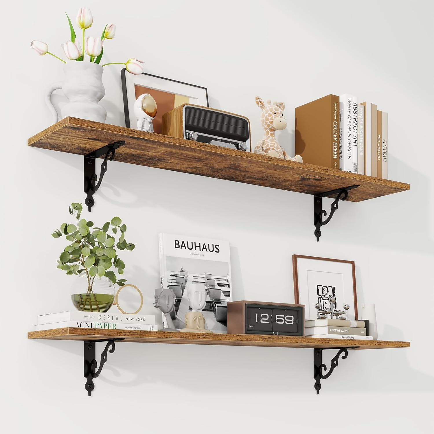 Floating Shelves for Wall Decor, 39.4W x 8D Wall Shelves Set of 2, 8 ...