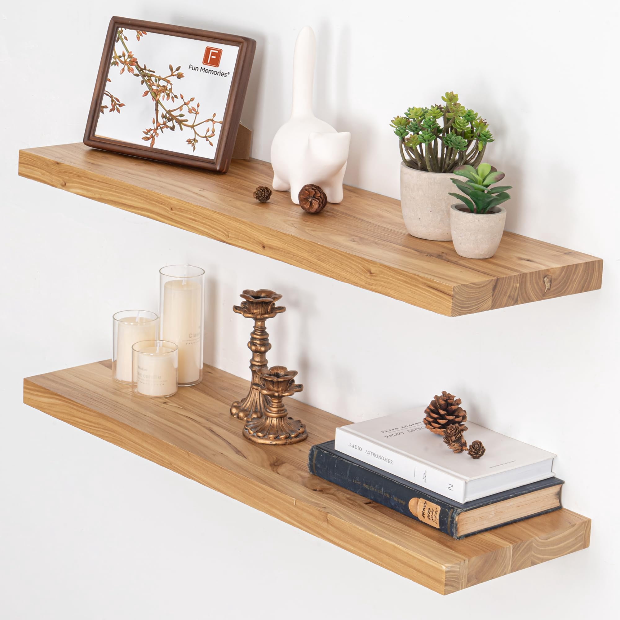 Floating Shelves for Wall, Live Edge 40"W x 9.3"D x 1.5"H Wood Floating ...