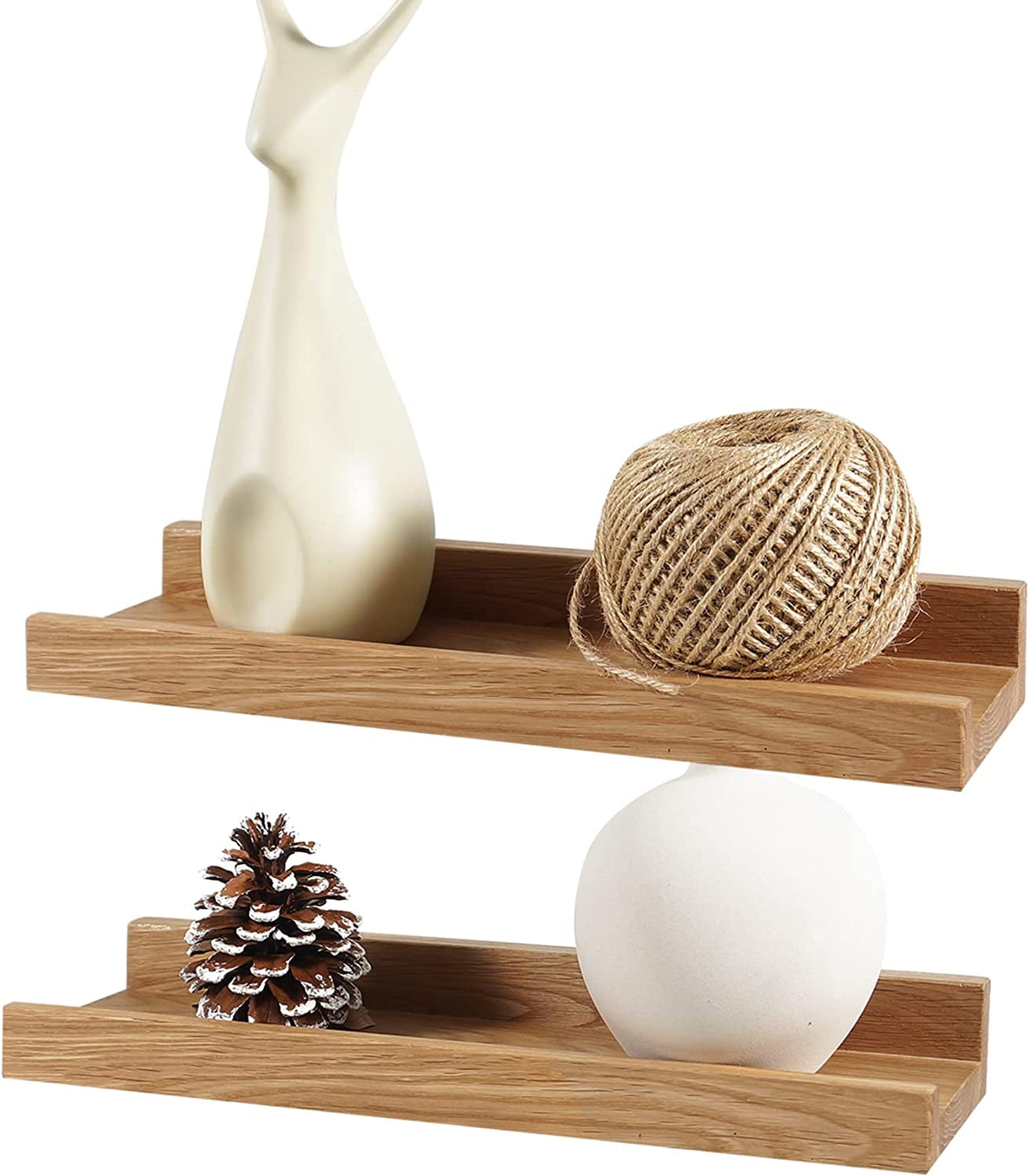 Floating Shelves Wall Mounted, 12 Inch Solid Oak Wood Shelf for Decor ...