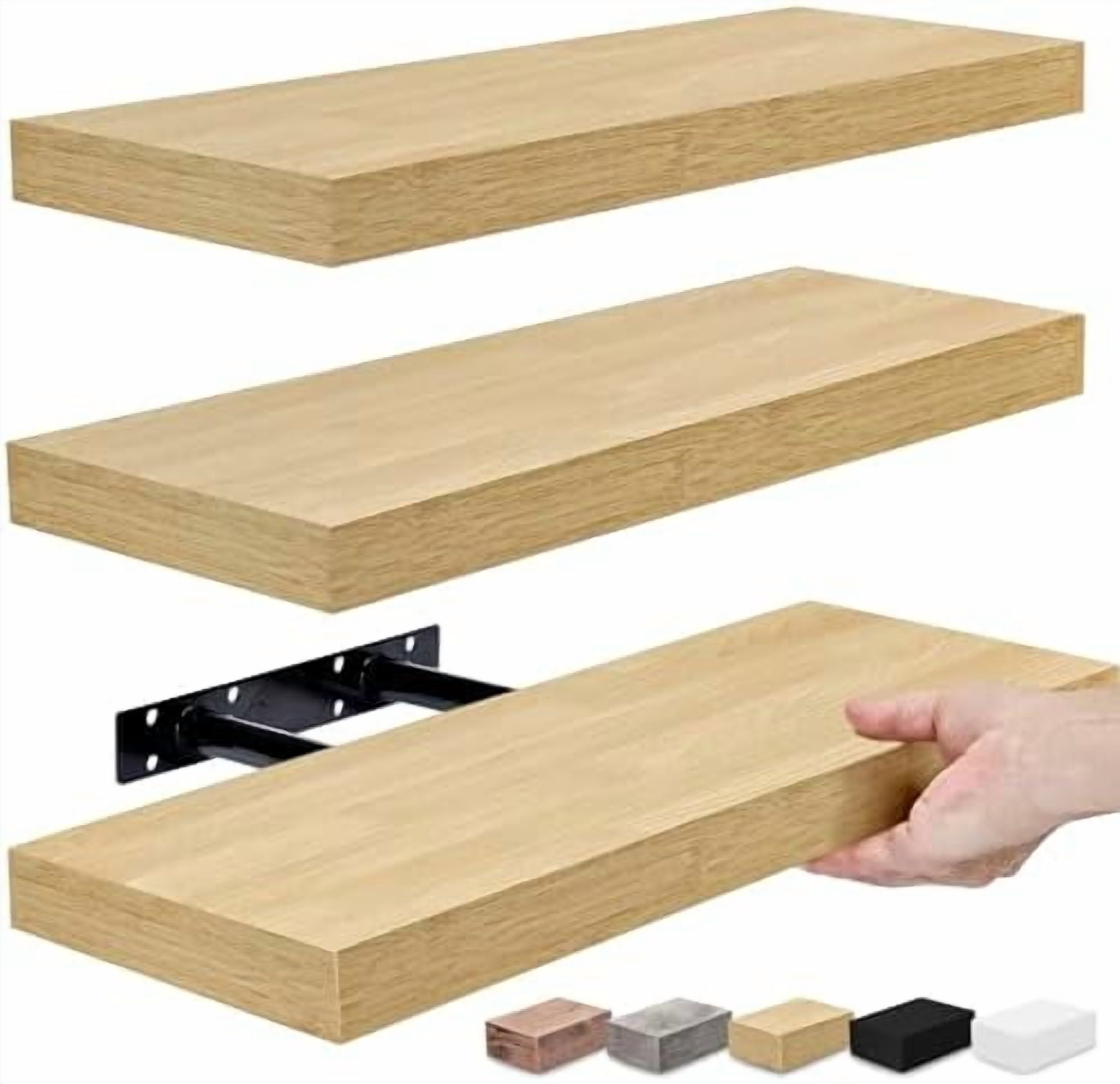 Floating Shelves - Wall Mounted for Kitchen, Bedroom, Bathroom Storage ...