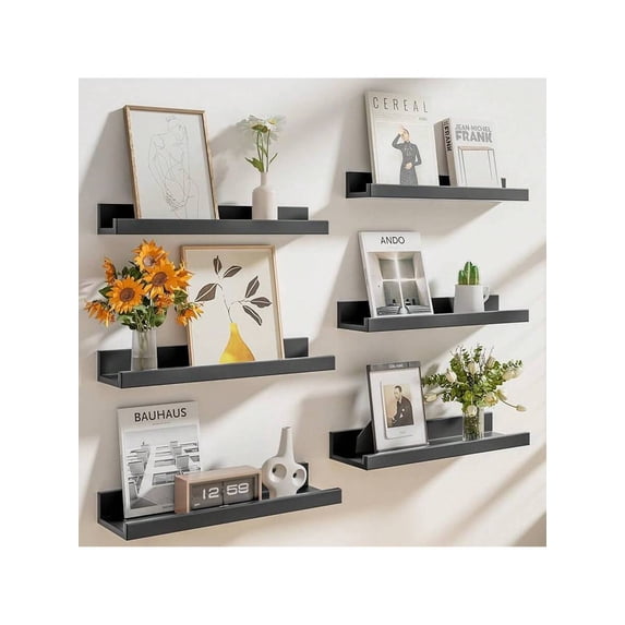 Floating Shelves, Wall Mounted Picture Ledge, Display Shelf Organizer ...