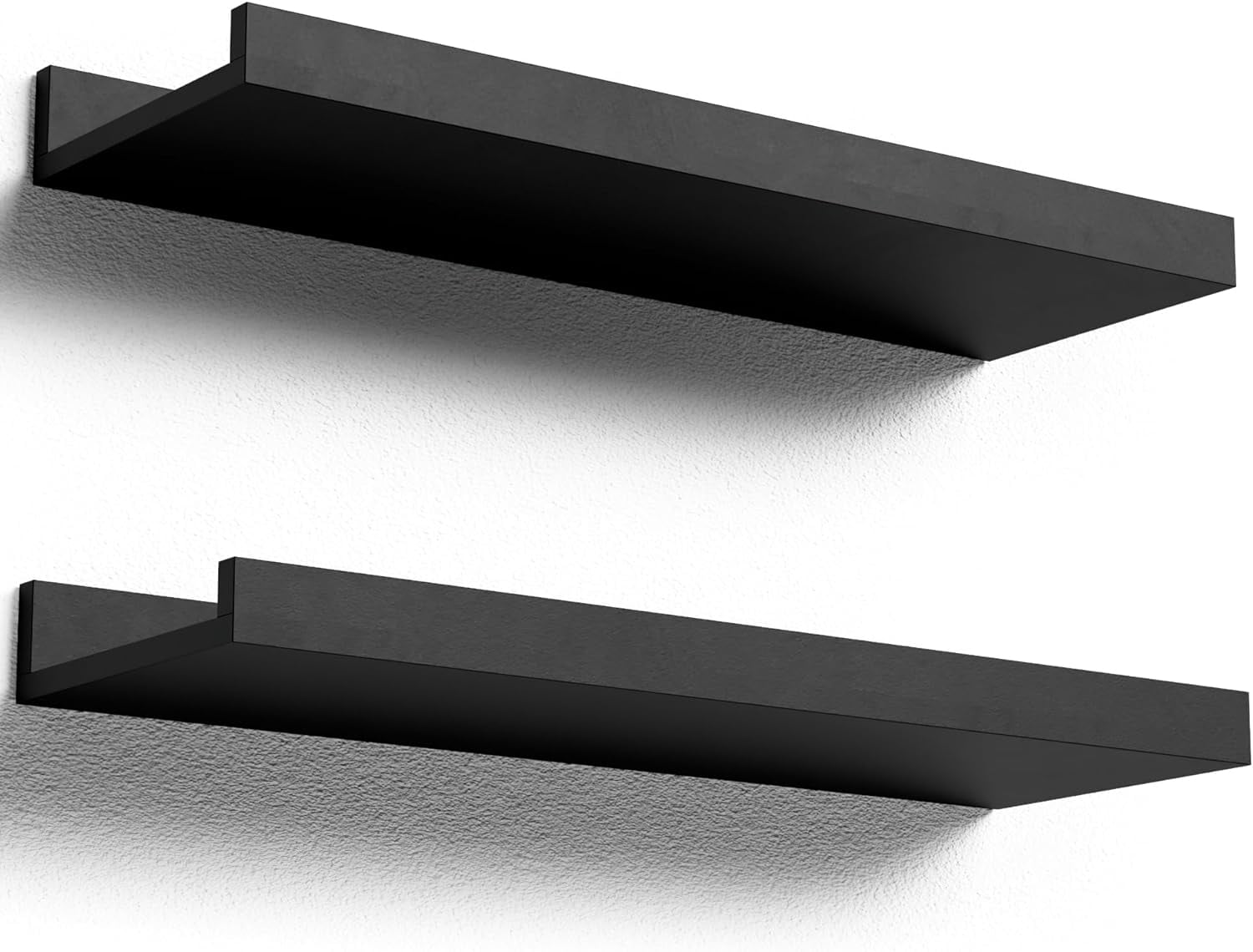 Floating Shelves Wall Mounted Set of 2, Modern Black Wall Shelves for ...
