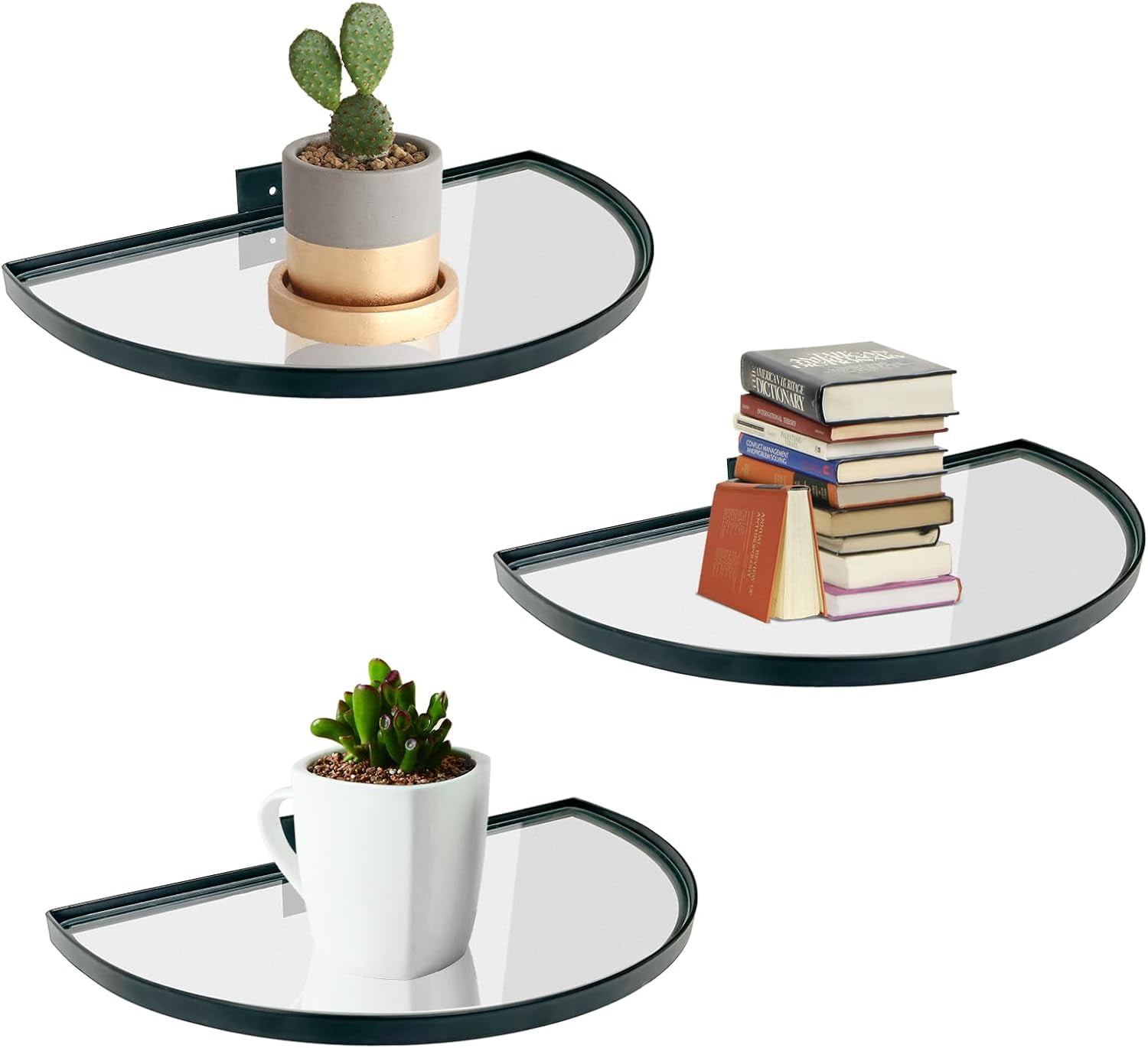 Floating Shelves Wall Mounted Wall Decor Iron Glass Hanging Shelf Home ...