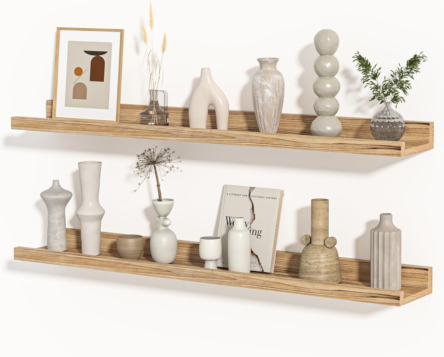 Floating Shelves For Wall, Picture Ledge Shelf 36 Inch Solid Wood Set ...