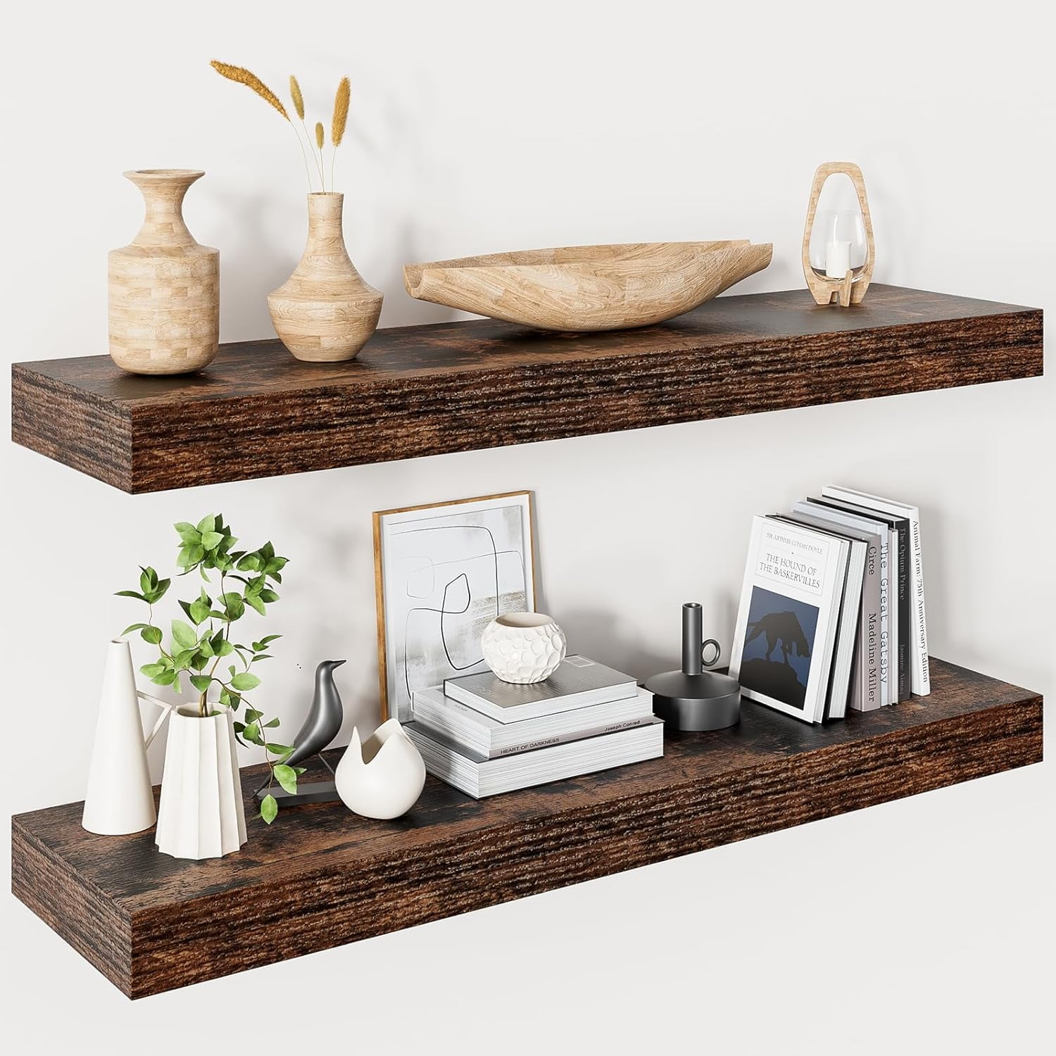 Floating Shelves for Wall,Rustic Brown 32 Inch Floating Shelves Set of ...