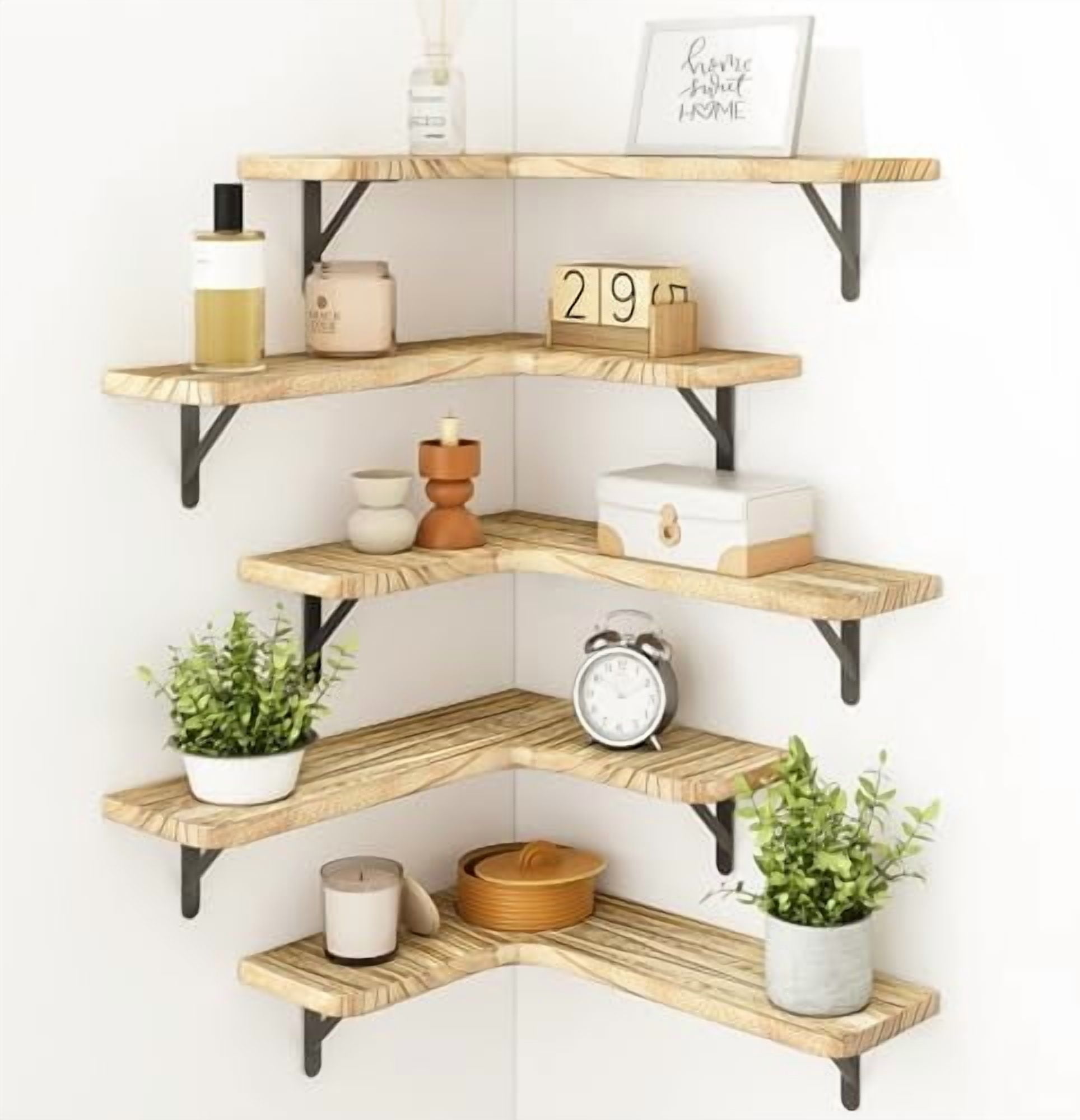 Floating Shelves for Wall, Rustic Wood Wall Mounted Corner Shelf for ...