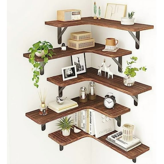 Floating Shelves for Wall, Rustic Wood Wall Mounted Corner Shelf for ...