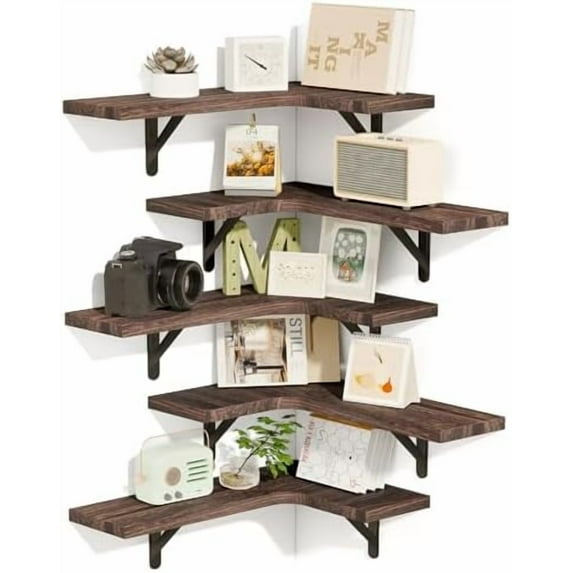 Floating Shelves for Wall, Rustic Wood Wall Mounted Corner Shelf for ...