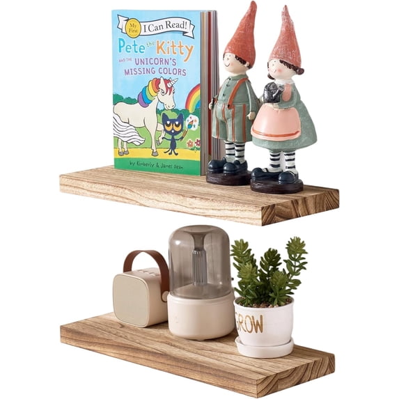 Floating Shelves for Wall Set of 2, 16 inch Rustic Paulownia Wood Wall ...