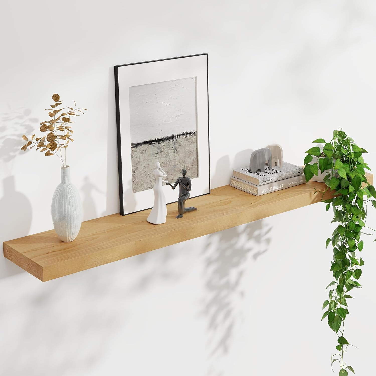 Floating Shelves for Wall -Sourced Oak Wood 36 Inch Long Wall Shelves ...