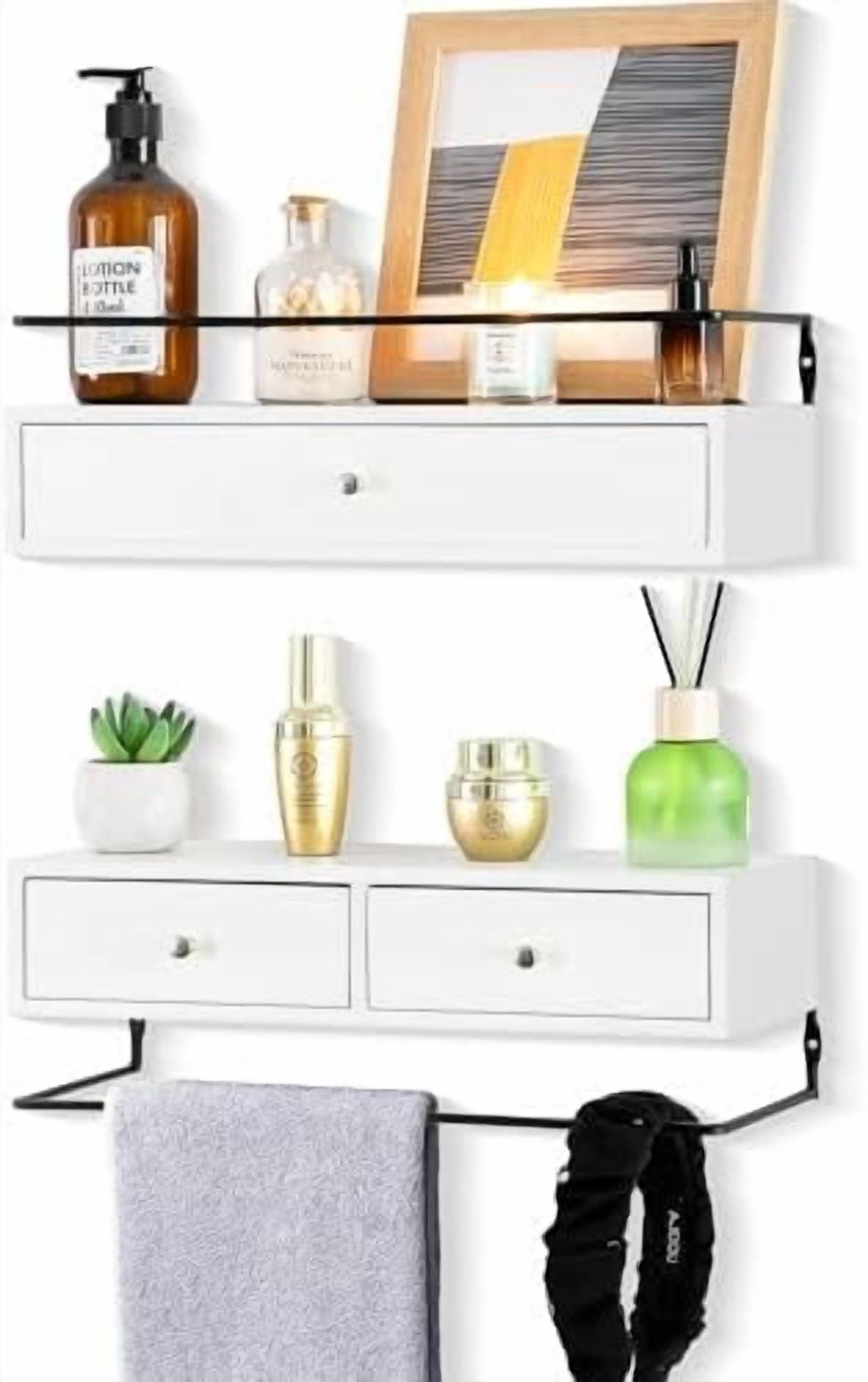 Floating Shelves for Wall Storage - Wall Mounted Bathroom Shelf Set of ...